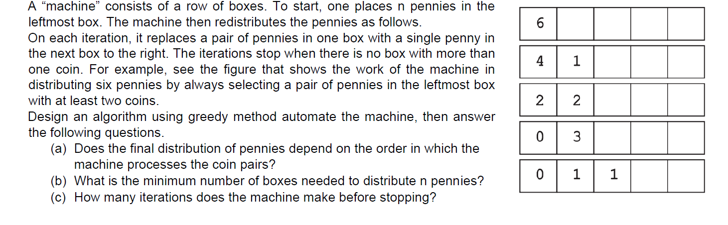 Solved 6 4 1 A "machine” consists of a row of boxes. To | Chegg.com