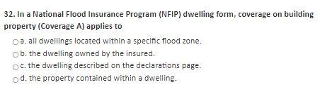 Solved 32. In a National Flood Insurance Program (NFIP) | Chegg.com