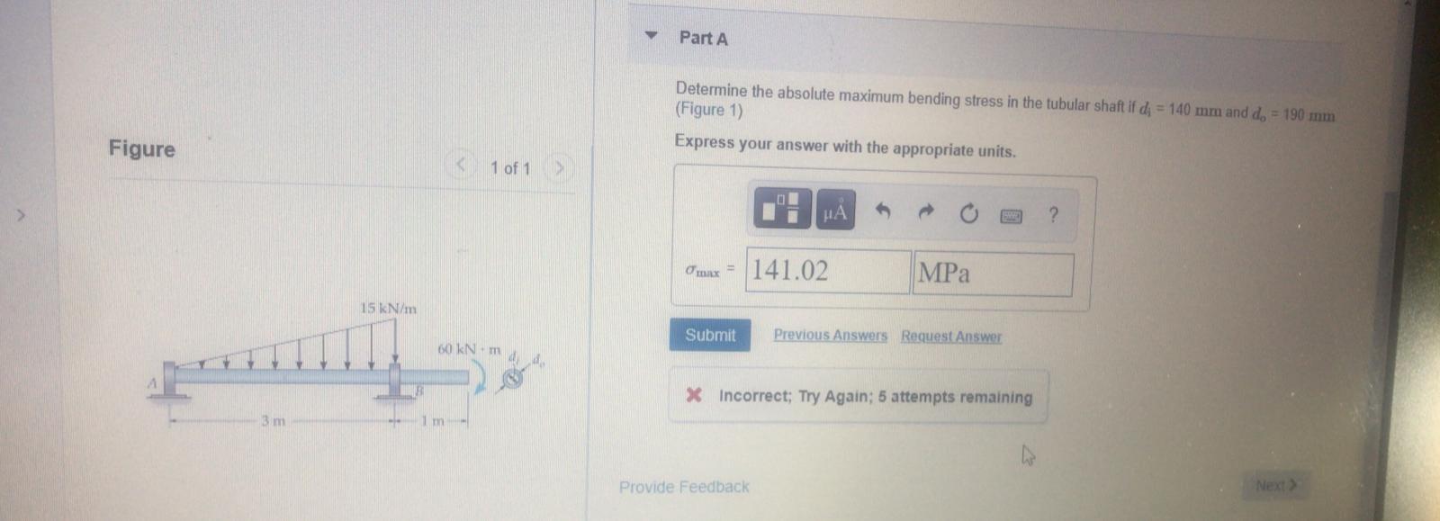 Solved Part A Determine the absolute maximum bending stress | Chegg.com