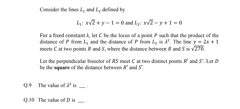 Solved Consider the lines L4 and L2 defined by L4: xV2 + y - | Chegg.com
