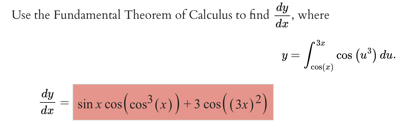 Solved Use the Fundamental Theorem of Calculus to find dxdy, | Chegg.com