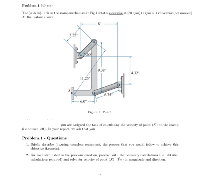 Solved The 3.25 in. link on the stamp mechanism in Fig. 1 | Chegg.com