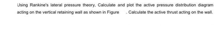 Solved Using Rankine's lateral pressure theory, Calculate | Chegg.com