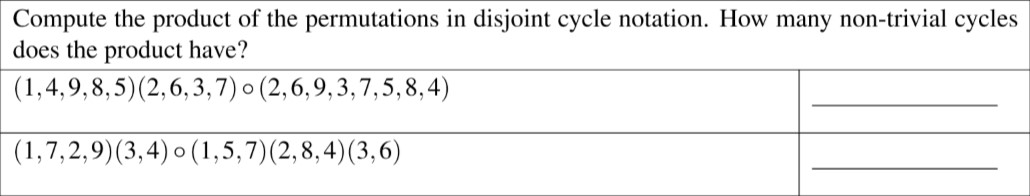 Solved Compute the product of the permutations in disjoint | Chegg.com