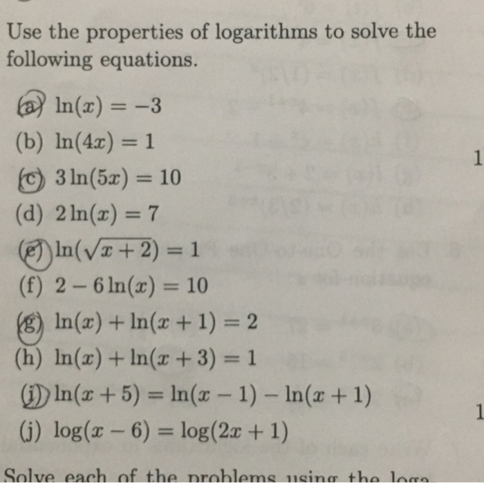 Solved Use the properties of logarithms to solve the | Chegg.com