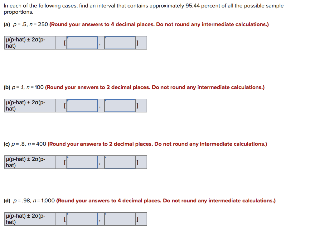 Solved In each of the following cases, find an interval that | Chegg.com