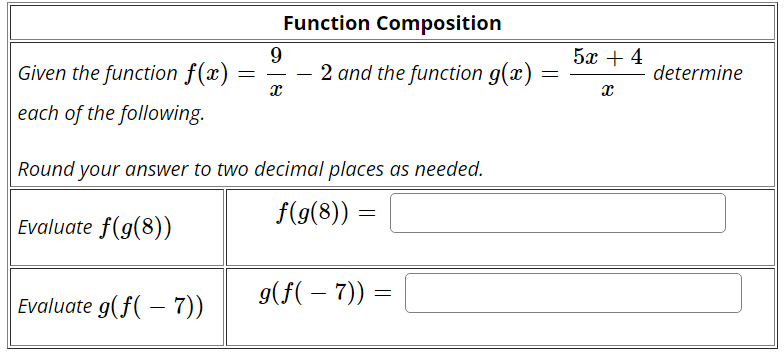 Solved Function CompositionGiven the function f(x)=9x−2 ﻿and | Chegg.com
