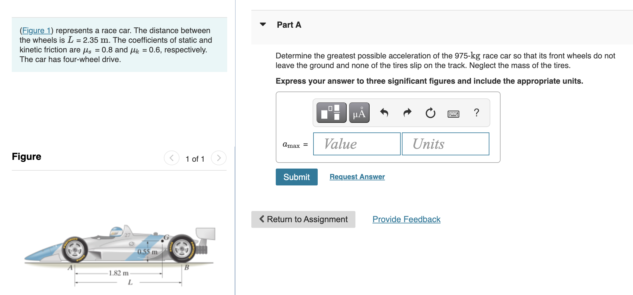 Solved Part A (Figure 1) represents a race car. The distance | Chegg.com