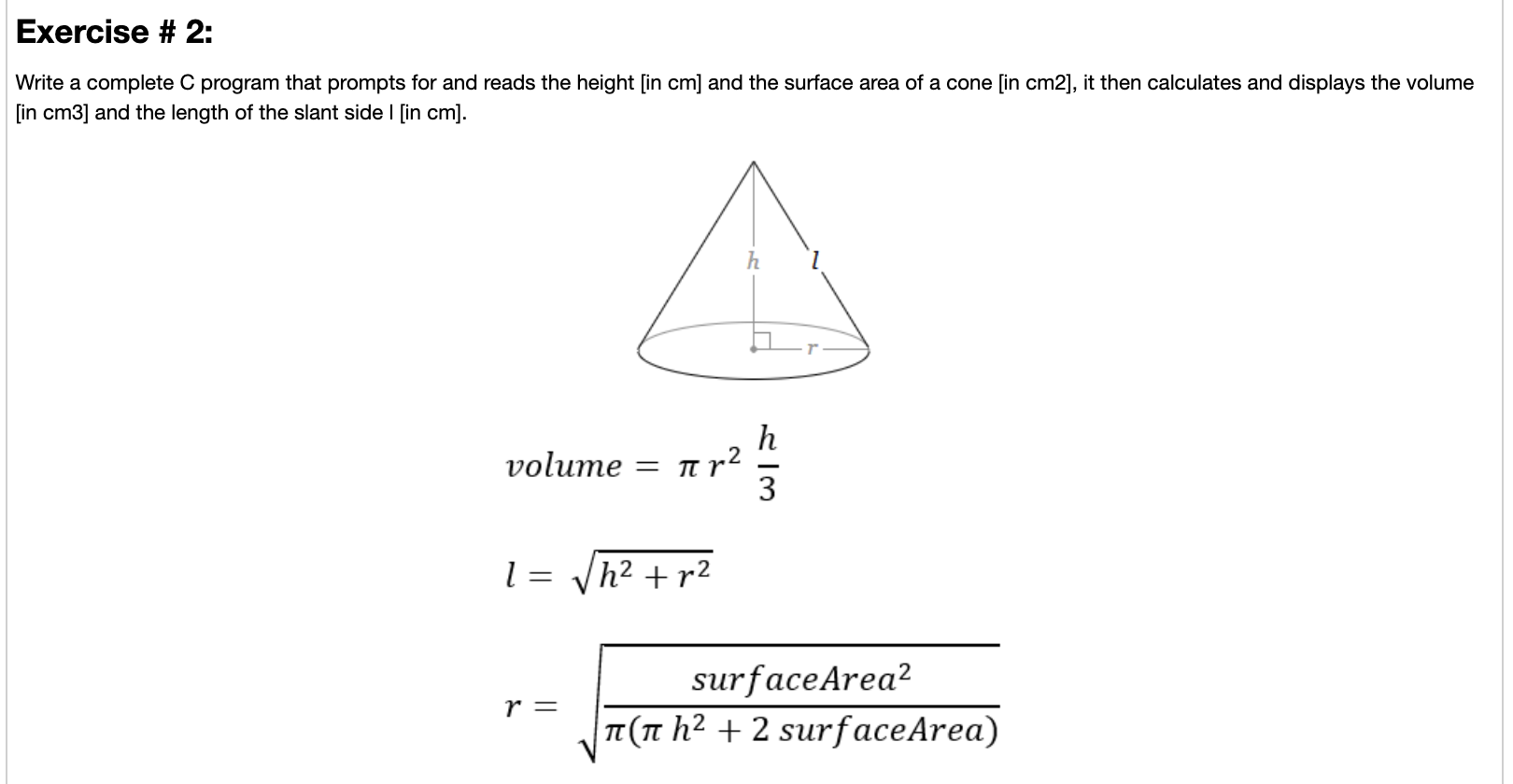 Solved Exercise # 2: Write a complete C program that prompts | Chegg.com