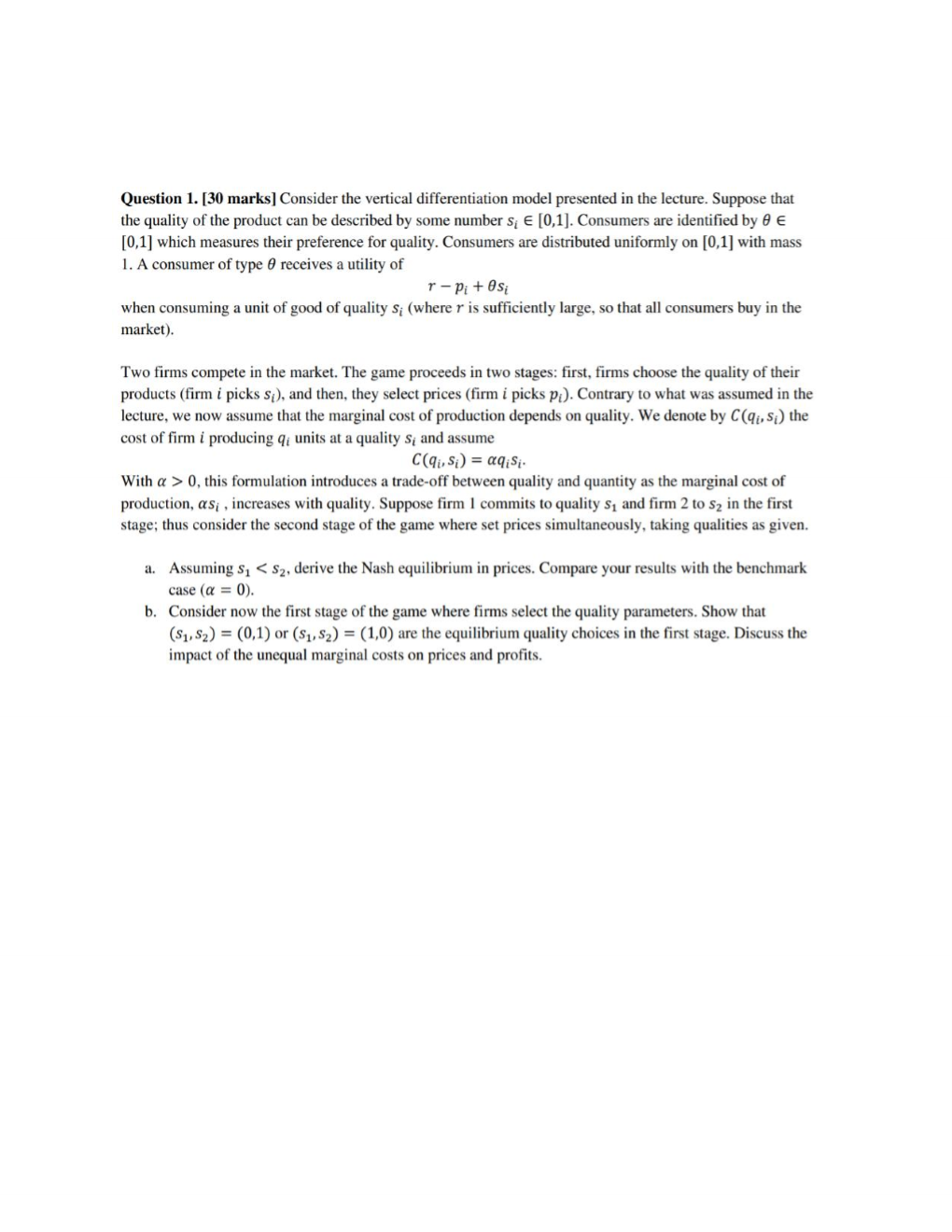 Question 1. [30 marks] Consider the vertical | Chegg.com