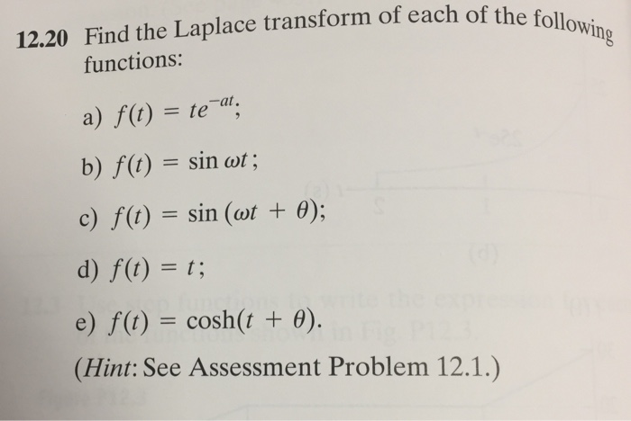 Solved 12.13 Find the Laplace transform of each of the | Chegg.com