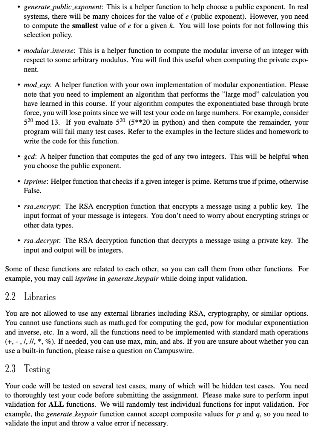 Solved 2.1 ﻿Function DescriptionsYou will need to complete a | Chegg.com