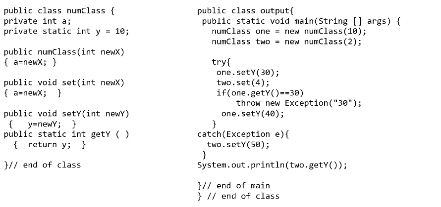 Solved public class numclass { private int a; private static | Chegg.com