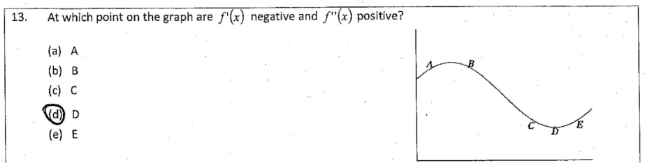 Solved 33. At which point on the graph are f′(x) negative | Chegg.com