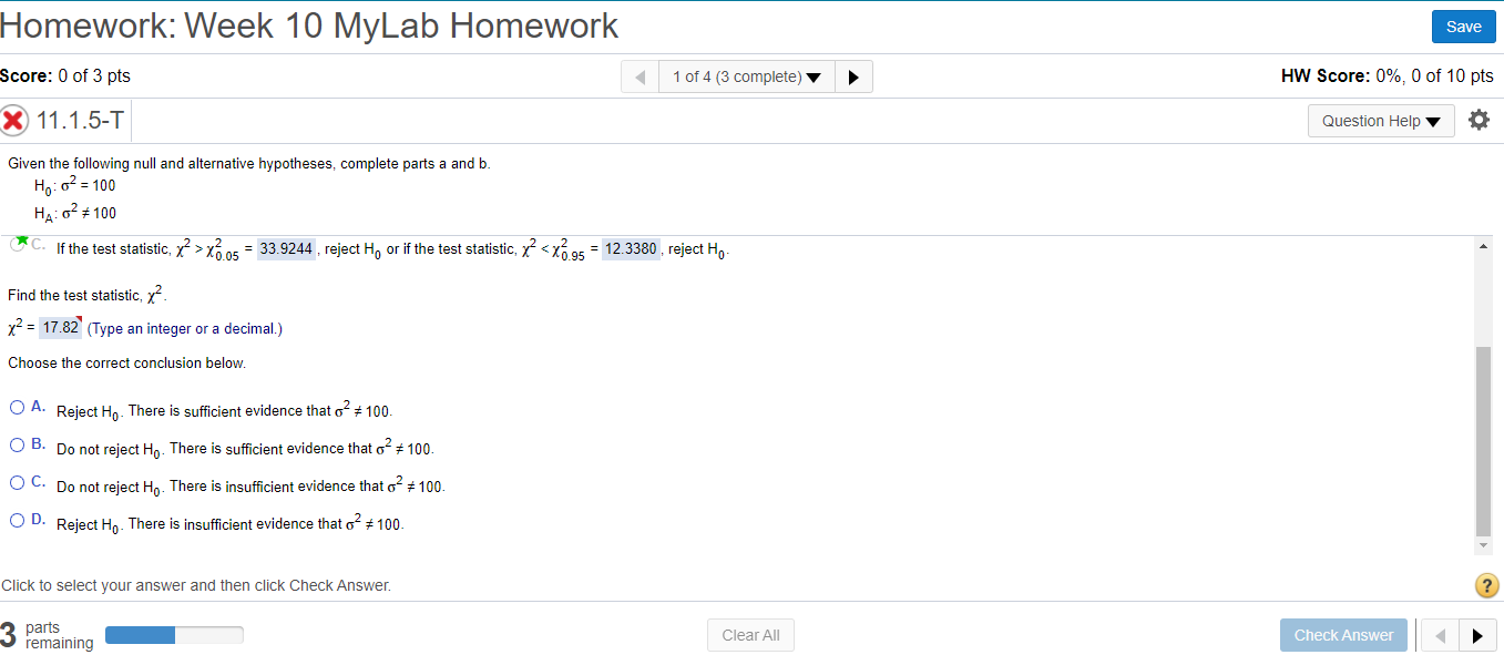 Solved Homework Week 10 Mylab Homework Save Score 0 Of 3