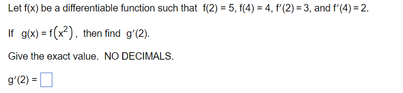 Solved Let f(x) be a differentiable function such that | Chegg.com