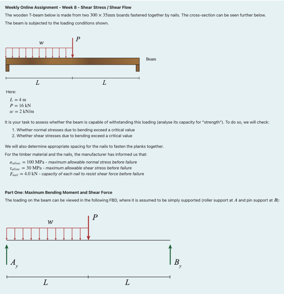 Solved Weekly Online Assignment - Week 8 - Shear Stress / | Chegg.com