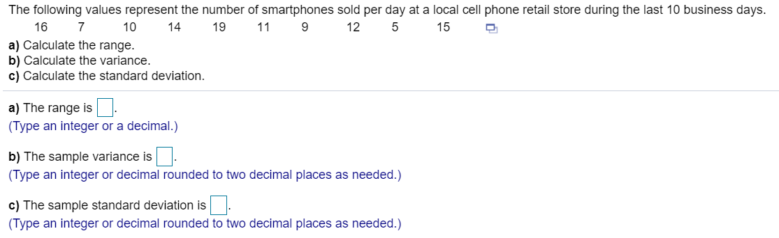 Solved The following values represent the number of | Chegg.com