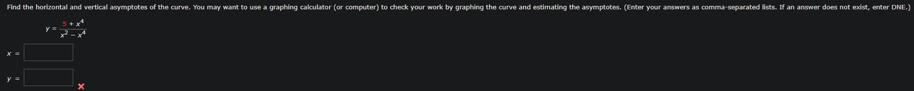 Solved y=x2−x45+x4 | Chegg.com
