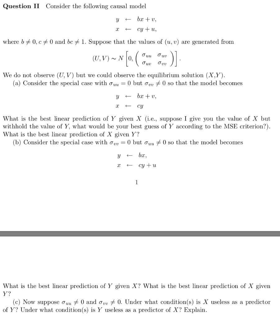 Question II Consider the following causal model where | Chegg.com