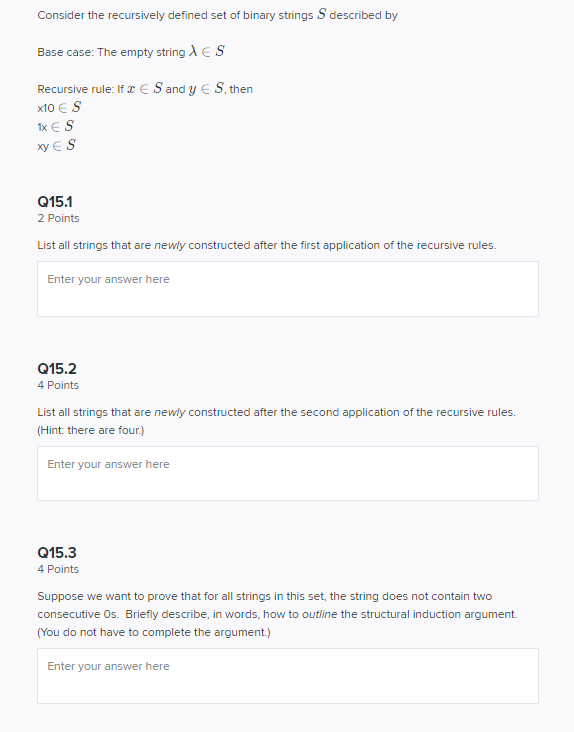 Solved Consider the recursively defined set of binary | Chegg.com