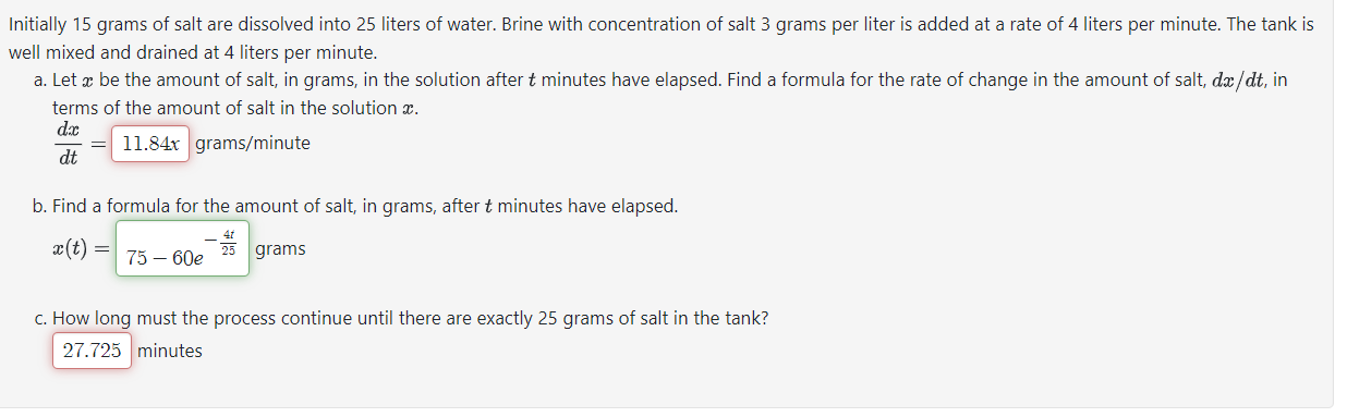 Solved Initially 15 ﻿grams of salt are dissolved into 25 | Chegg.com