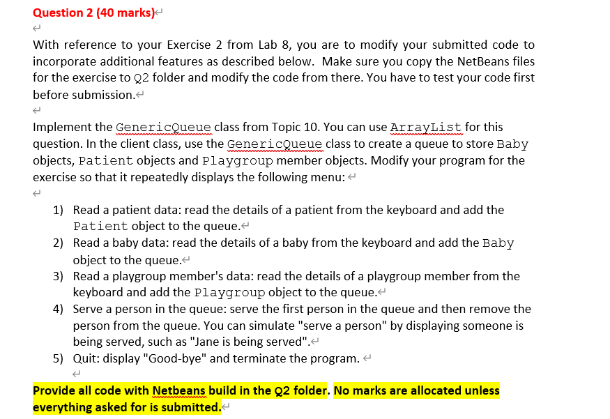 Question 2 (40 marks) With reference to your Exercise | Chegg.com