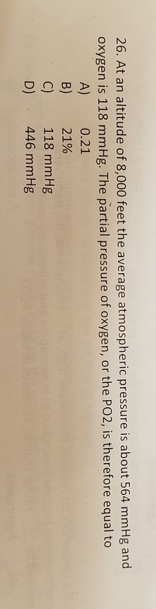 Solved 26. At an altitude of 8,000 feet the average | Chegg.com