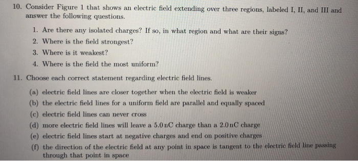 10. Consider Figure 1 that shows an electrie field | Chegg.com