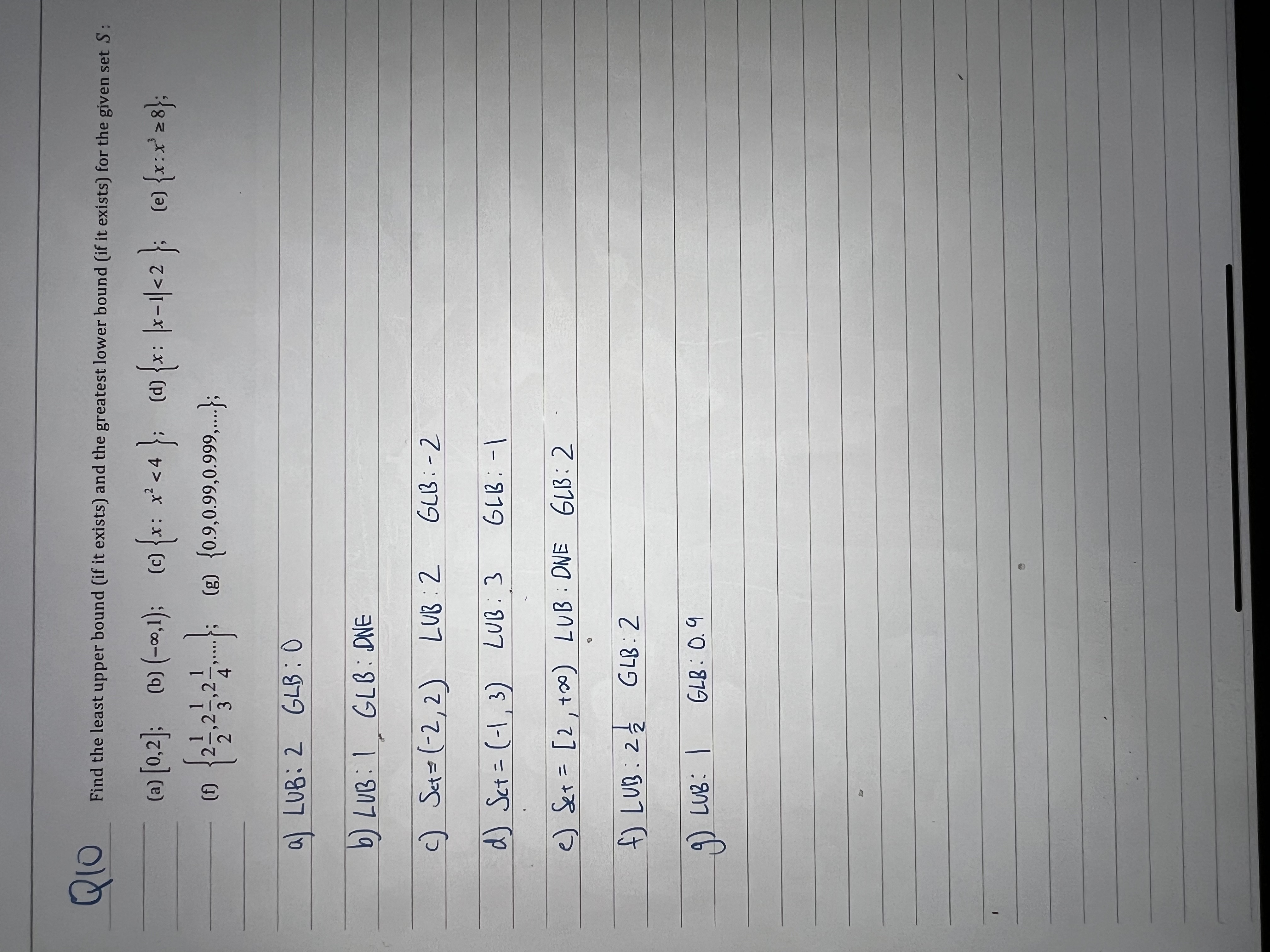 Solved Find the least upper bound (if it exists) and the | Chegg.com