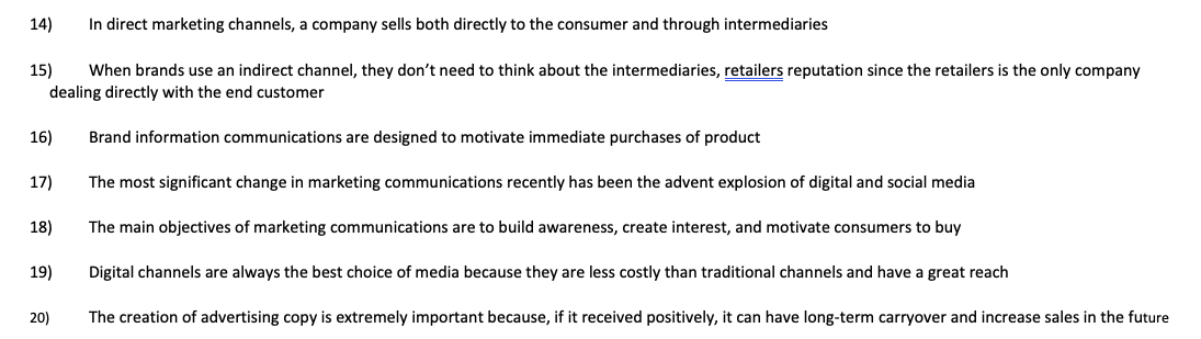Solved TRUE OR FALSE: 1) A good positioning strategy is | Chegg.com