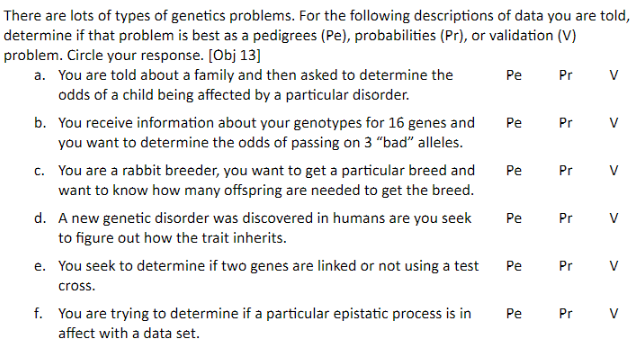 Solved There are lots of types of genetics problems. For the | Chegg.com