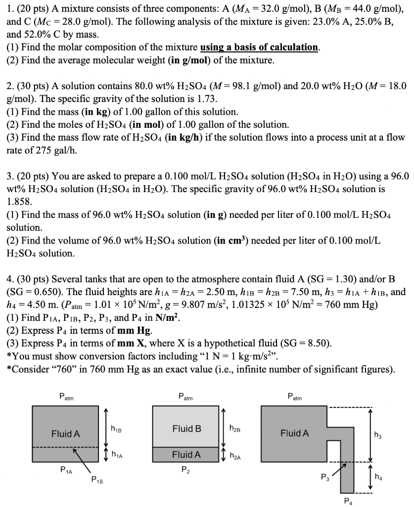 Solved 1. (20 pts) A mixture consists of three components: A | Chegg.com