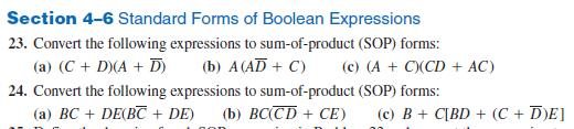 Solved Section 4-6 Standard Forms of Boolean Expressions 23. | Chegg.com