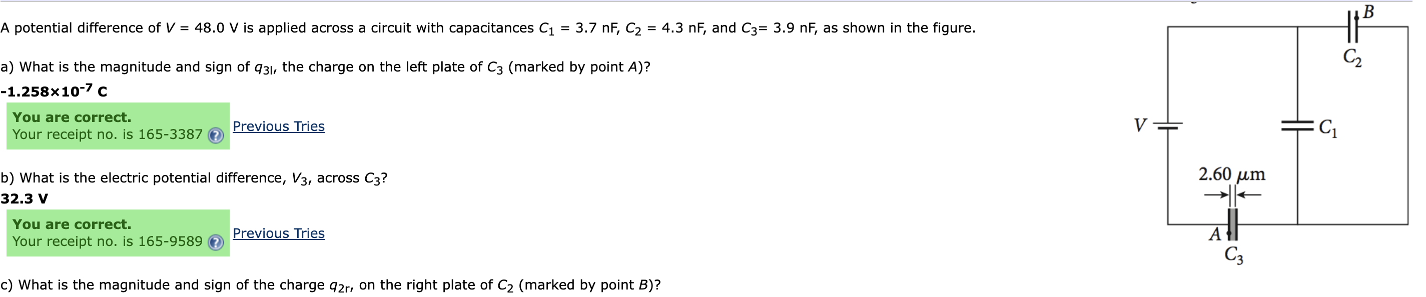 Solved c) ﻿What is the magnitude and sign of the charge q2r, | Chegg.com