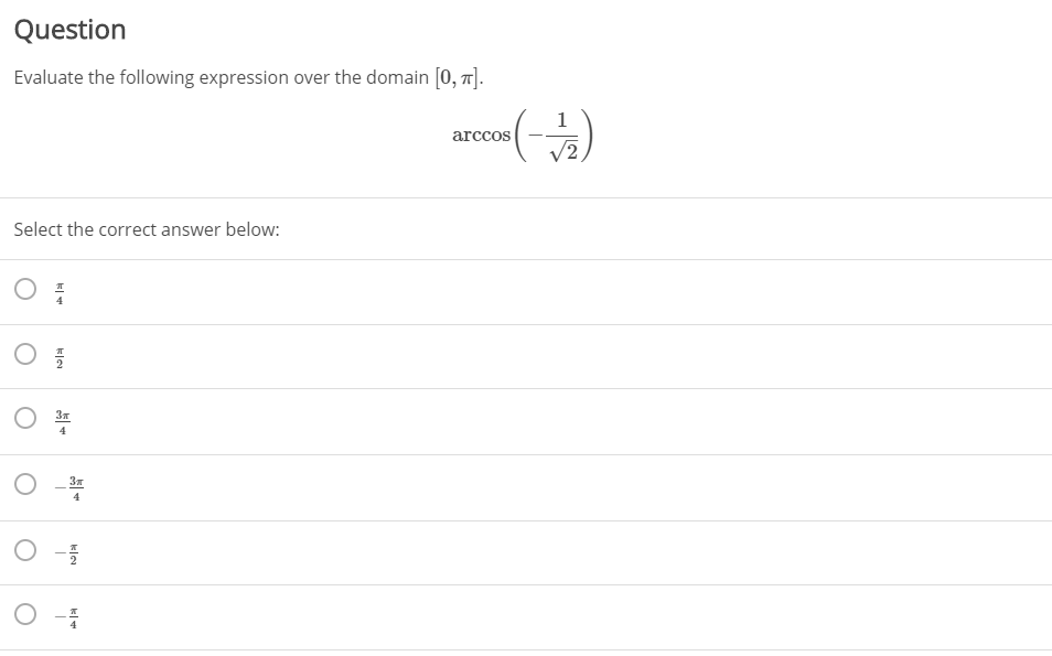 Solved Question Evaluate the following expression over the | Chegg.com