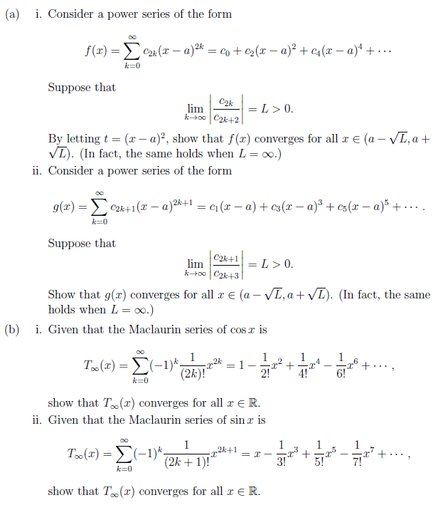 Solved (a) i. Consider a power series of the form | Chegg.com