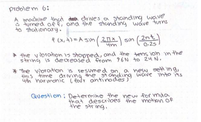 Solved problem 6: Ą machine that sta drives a standing wave | Chegg.com
