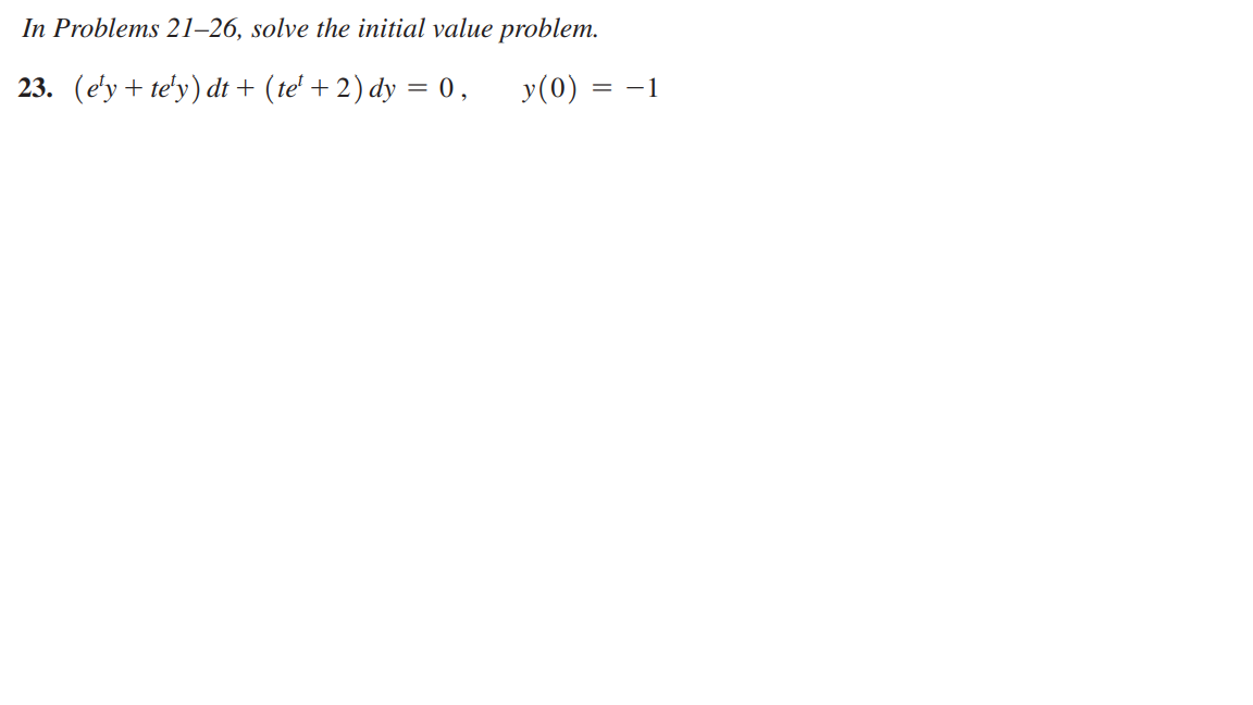 Solved In Problems 2126 Solve The Initial Value Problem 5073