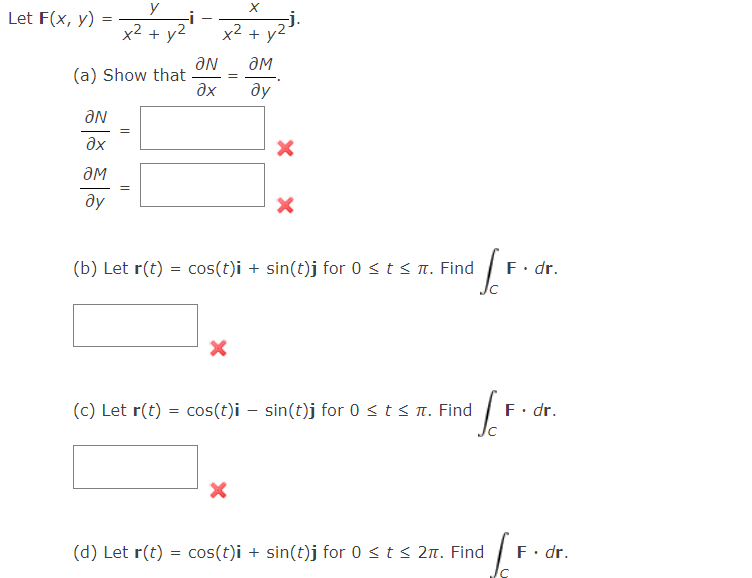 Solved Let F(x,y)=yx2+y2i-xx2+y2j.(a) ﻿Show that | Chegg.com