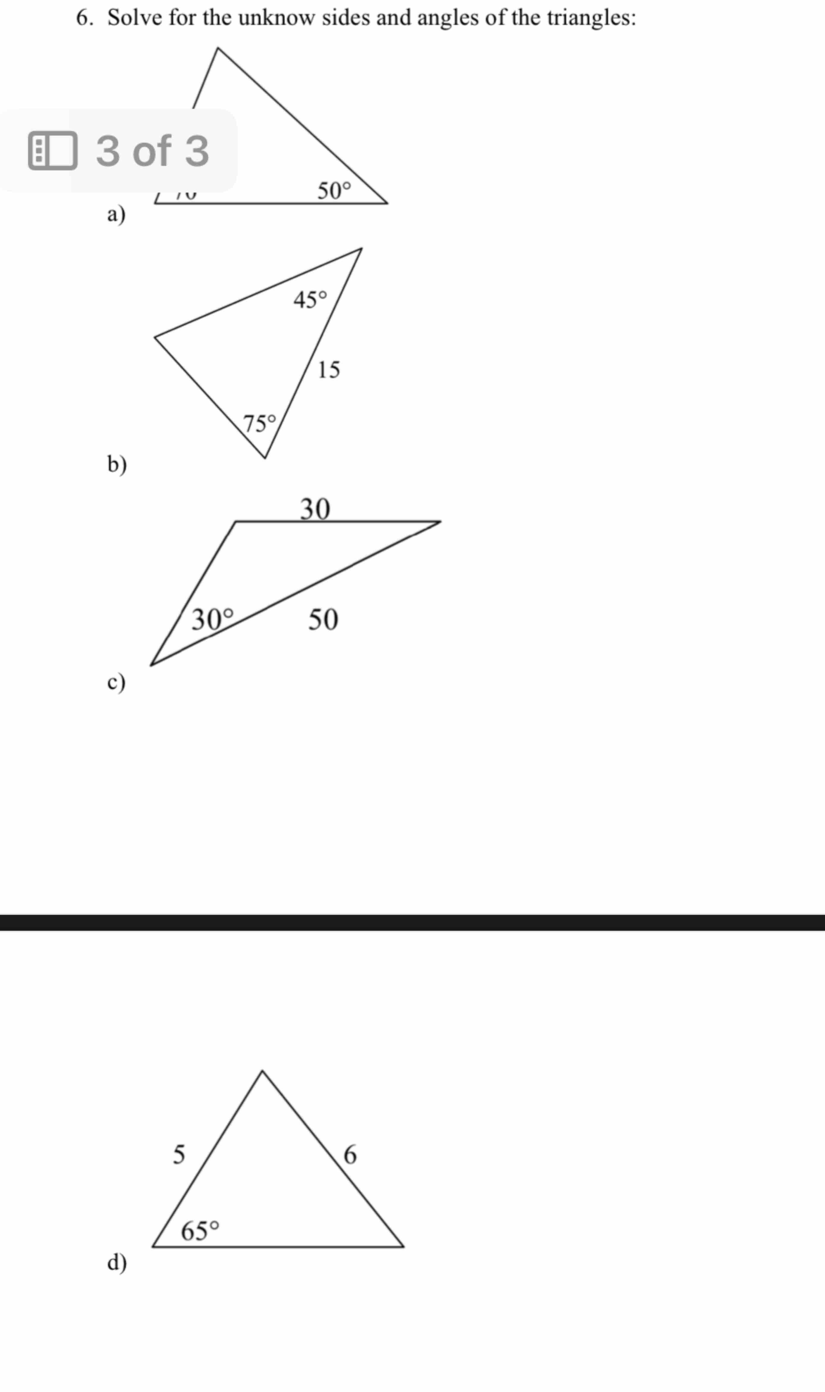 Solve for the unknow sides and angles of the | Chegg.com