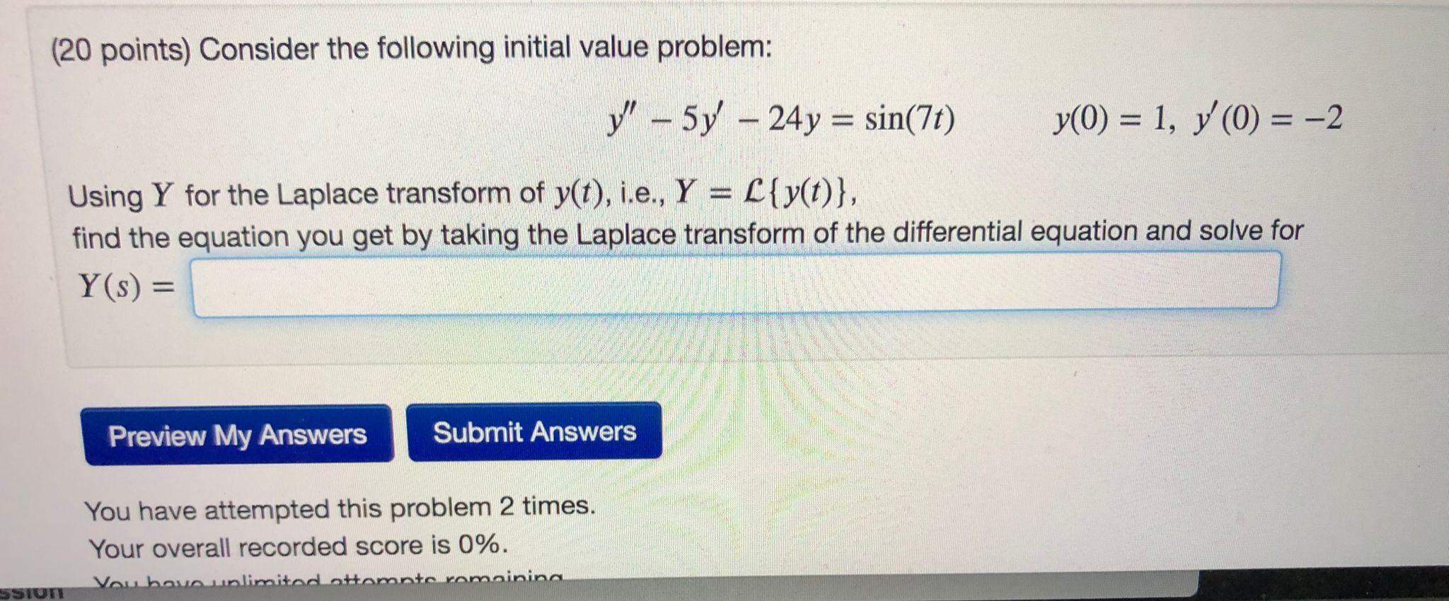 (20 points) Consider the following initial value | Chegg.com
