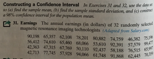 Solved Constructing a Confidence Interval In Exercises 31 | Chegg.com