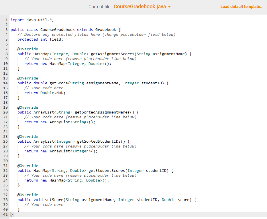 Solved Step 1: Inspect the Gradebook abstract base class The | Chegg.com
