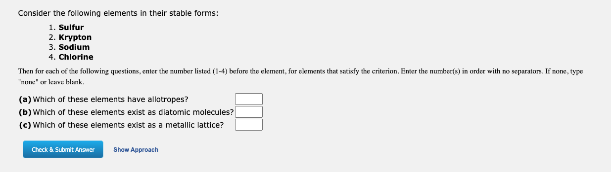 Consider the following elements in their stable | Chegg.com