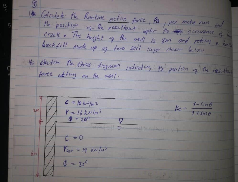 Solved 8 5 I per metre run and (a Calculate the Rankine | Chegg.com