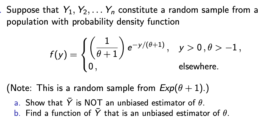 Solved Suppose that Y1, Y2, ... Yn constitute a random | Chegg.com