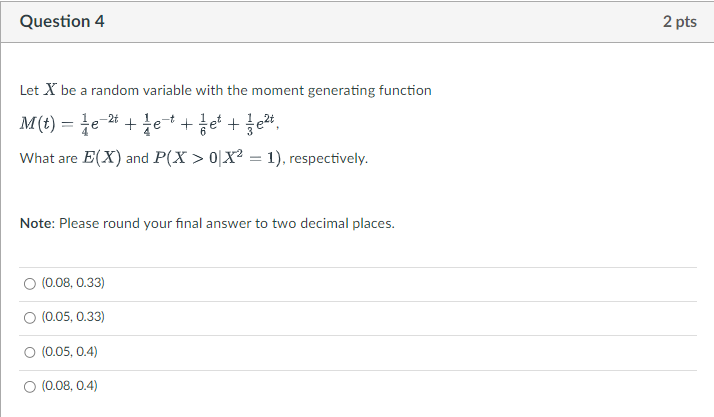 Solved Let X be a random variable with the moment generating | Chegg.com
