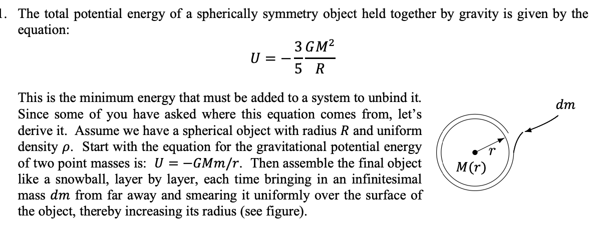 Solved 1. The total potential energy of a spherically | Chegg.com