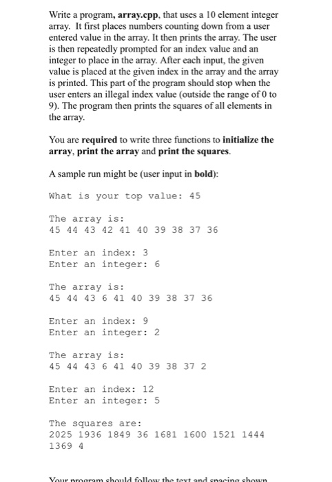 Solved Write a program, array.cpp, that uses a 10 element | Chegg.com